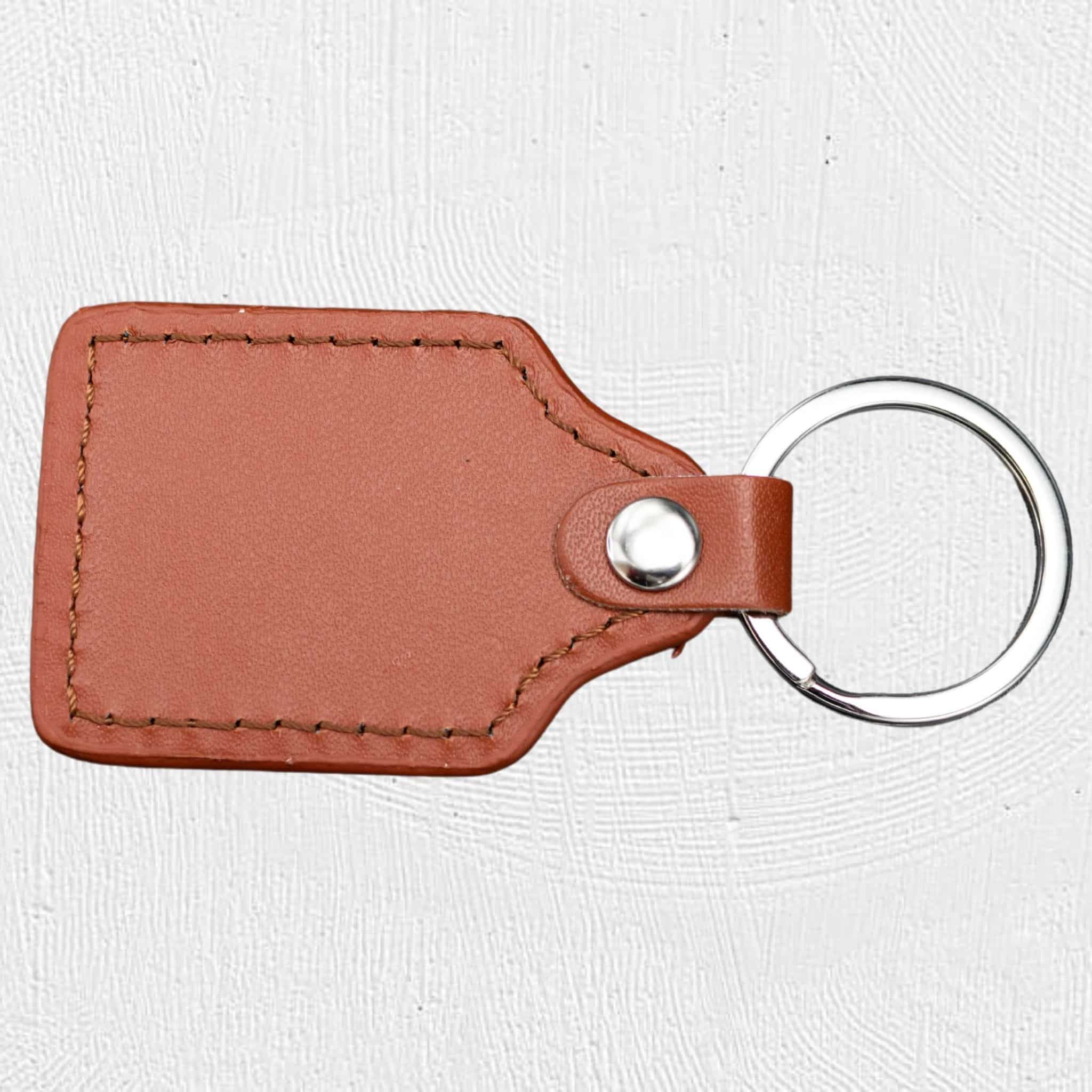 Keyring (PU Brown; Square; Metal; Each) – Sublimation Supplies Online Shop