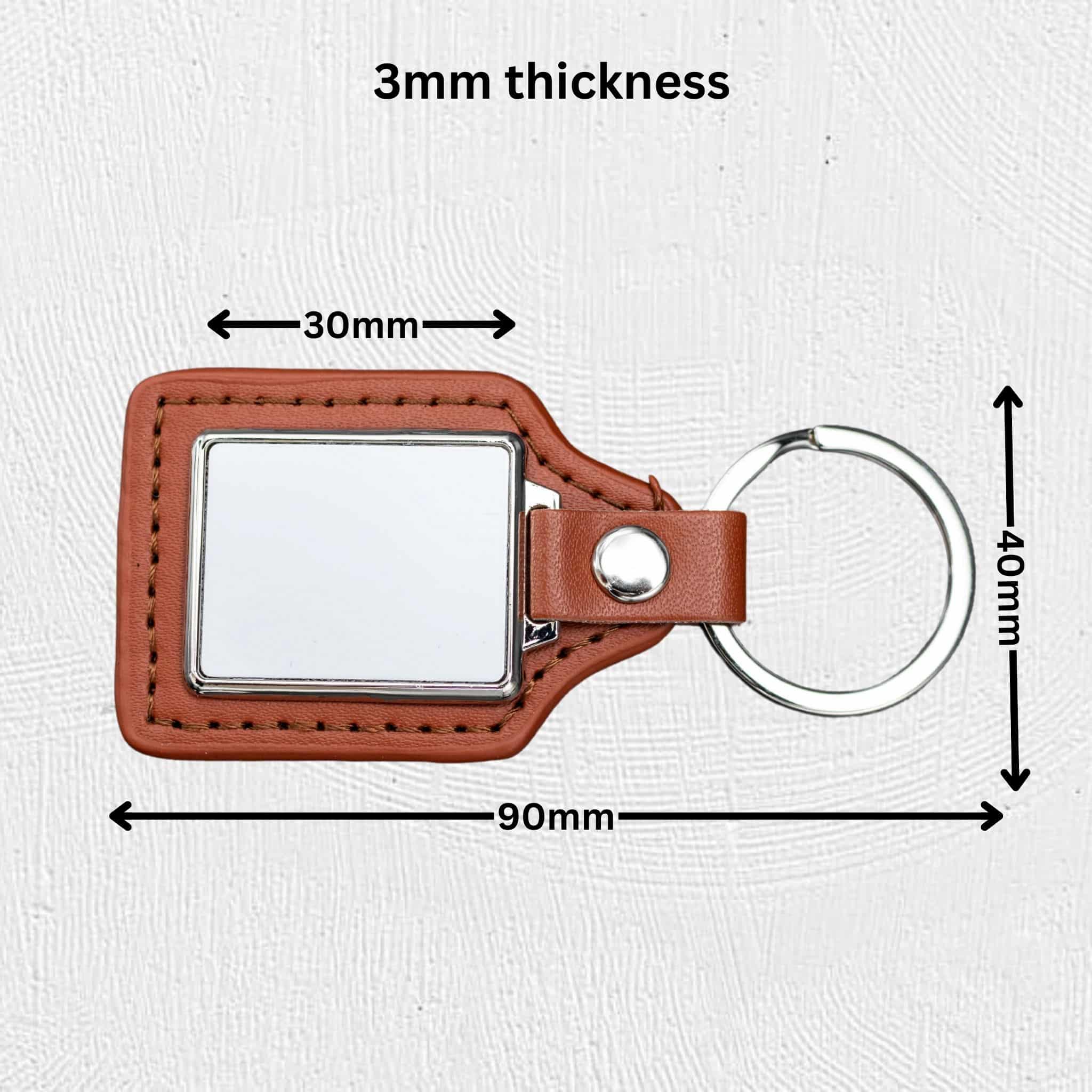 Keyring (PU Brown; Square; Metal; Each) – Sublimation Supplies Online Shop