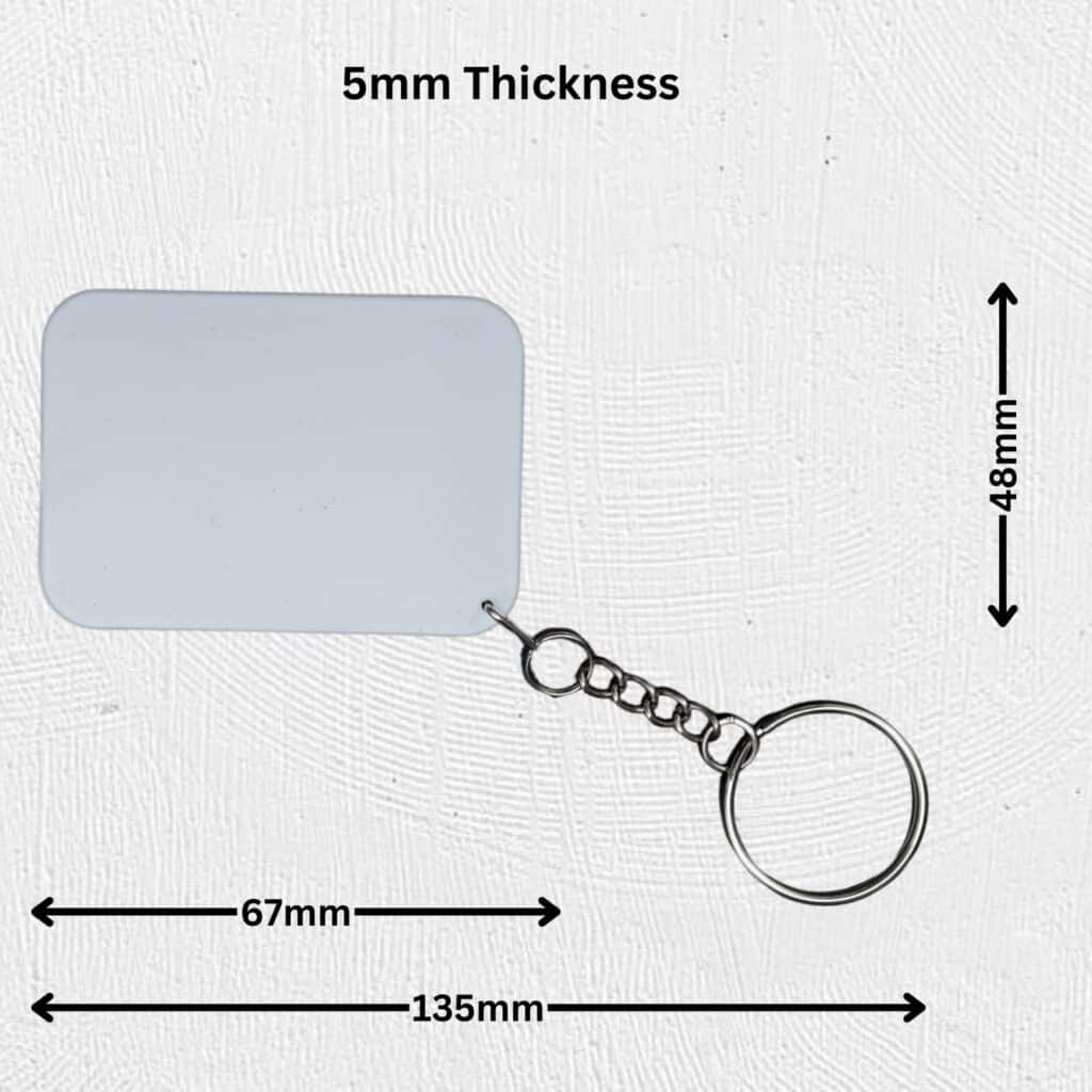 Keyring (Polymer; White; Rectangle; 4.8cm x 6.7cm; Each) – Sublimation ...